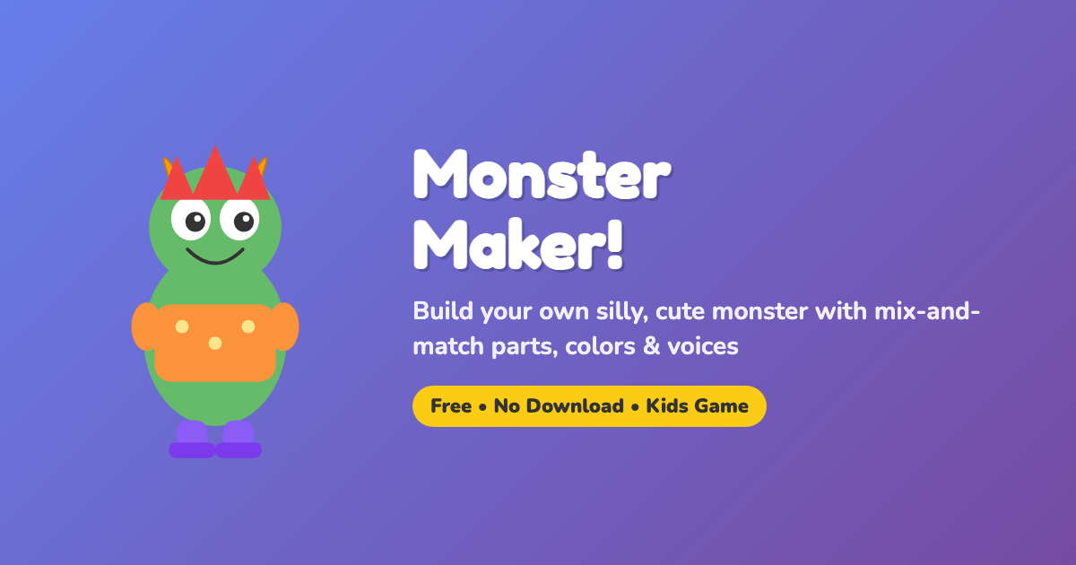 Monster Maker — Free Monster Creator Game for Kids | Create a Monster ...